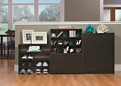 ClosetMaid 15 Cube Stackable Storage Organizer for Shoes, Bags, Crafts, Hobbies with Wood Shelves, for Closet, Entryway or Mudroom, Espresso