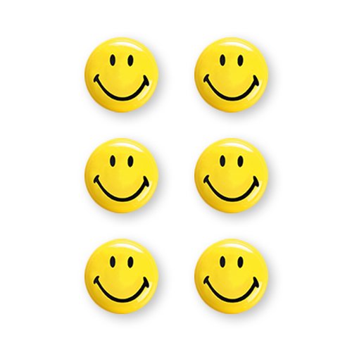 magnetoplan Smiley Face Magnets Diameter 40 mm Pack of 6, Yellow/Black