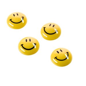 magnetoplan Smiley Face Magnets Diameter 40 mm Pack of 6, Yellow/Black