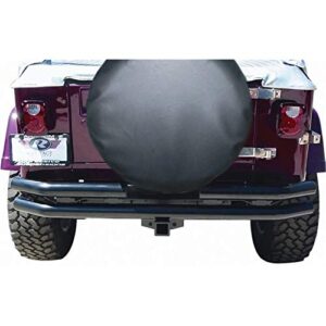 rampage double tube rear bumper with hitch receiver | steel, black | 7648 | fits 1976 – 2006 jeep cj, wrangler yj & tj