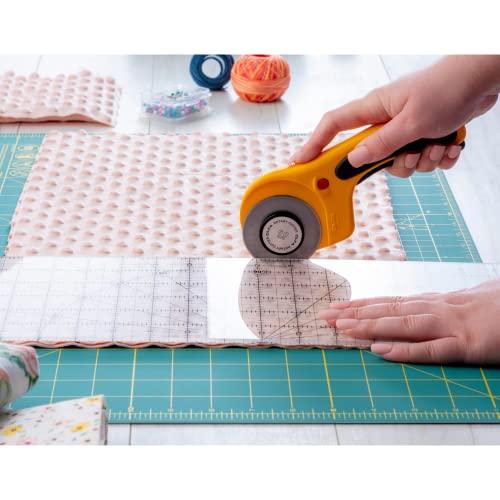 OLFA 60mm Ergonomic Rotary Cutter (RTY-3/DX) - Rotary Fabric Cutter w/ Blade Cover & Squeeze Trigger for Quilting, Sewing, Crafts, Replacement Blade: OLFA RB60-1