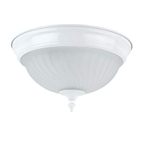 Globe Electric 6261201 1 Light 11 inch Flush Mount Ceiling Light Fixture, White Finish with Frosted Swirl Glass Shade