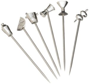 prodyne stainless steel & pewter martini picks (set of 6),silver