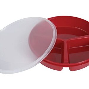 Partitioned Scoop Dish with Lid - Red