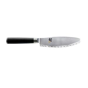 shun classic 6-inch ultimate utility versatile, multifunction knife with proprietary vg-max cutting core and stainless-steel damascus cladding handcrafted in japan by highly-skilled, 6 inch