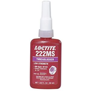 loctite 135334 purple 222ms low strength thread locker, 300 degrees f maximum temperature, 50 ml bottle