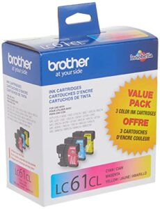 brother genuine standard yield color -ink -cartridges, lc613pks, replacement 3 pack of color -ink, includes 1-cartridge each of cyan, magenta & yellow, page yield up to 325 pages/ -cartridge, lc61, tricolor