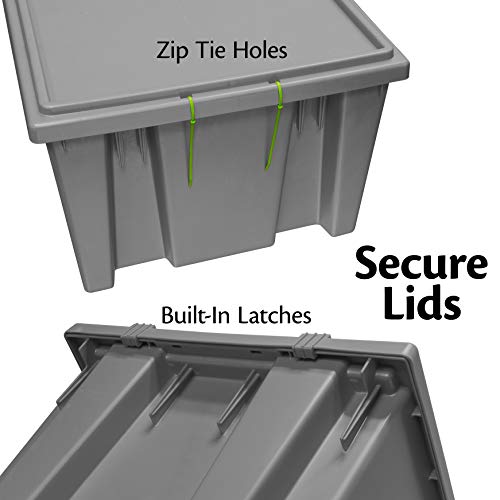 Akro-Mils 35230 Nest and Stack Plastic Storage Container and Distribution Tote, (23-1/2-Inch L x 19-1/2-Inch W x 13-Inch H), Gray, (3-Pack)