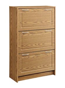 4d concepts deluxe triple shoe cabinet (light walnut), 11.4″d x 29.3″w x 49.6″h,