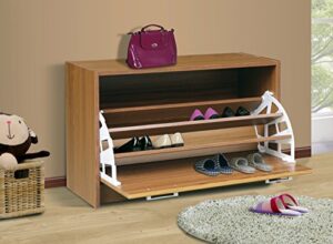 4d concepts deluxe shoe cabinet-light walnut, 11.4″d x 29.3″w x 19.3″h,