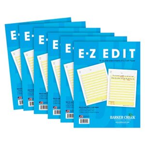 barker creek e-z edit paper, designed by a professional journalist to strengthen writing skills, alternating lines for making comments and edits, 8.5″ x 11″, 50 sheets (5502-06)