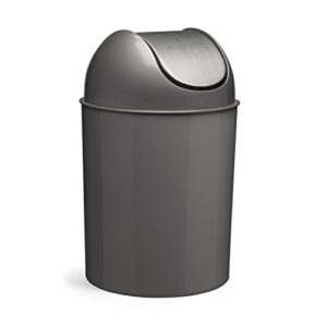 umbra mezzo, 2.5 gallon trash can with lid, ideal for small spaces, home and office, brushed silver