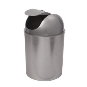 Umbra Mezzo, 2.5 Gallon Trash Can with Lid, Ideal For Small Spaces, Home and Office, Brushed Silver