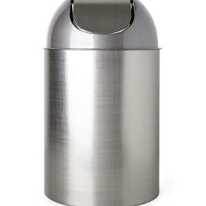 Umbra Mezzo, 2.5 Gallon Trash Can with Lid, Ideal For Small Spaces, Home and Office, Brushed Silver