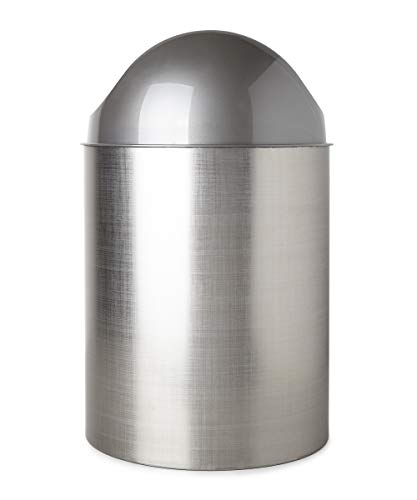 Umbra Mezzo, 2.5 Gallon Trash Can with Lid, Ideal For Small Spaces, Home and Office, Brushed Silver