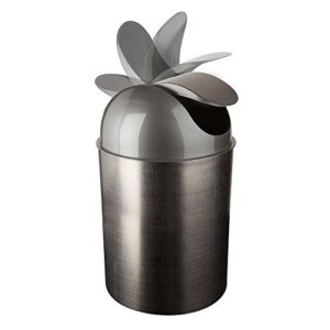 Umbra Mezzo, 2.5 Gallon Trash Can with Lid, Ideal For Small Spaces, Home and Office, Brushed Silver