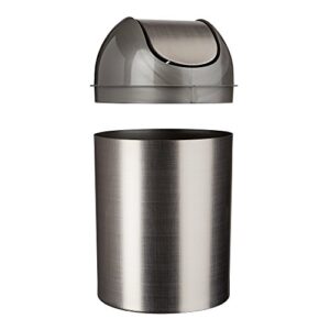 Umbra Mezzo, 2.5 Gallon Trash Can with Lid, Ideal For Small Spaces, Home and Office, Brushed Silver