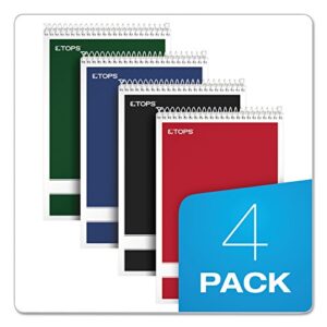 TOPS Spiral Steno Books, 6" x 9", Gregg Rule White Paper, Assorted Covers, 80 Sheets per Book/4 Books per Pack (80220)