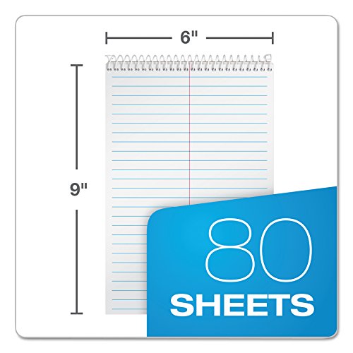 TOPS Spiral Steno Books, 6" x 9", Gregg Rule White Paper, Assorted Covers, 80 Sheets per Book/4 Books per Pack (80220)