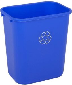 continental commercial 2818-1 rectangle recycling waste basket, 28-1/8 qt, 14-1/2 x 10-1/2 x 15 in, blue