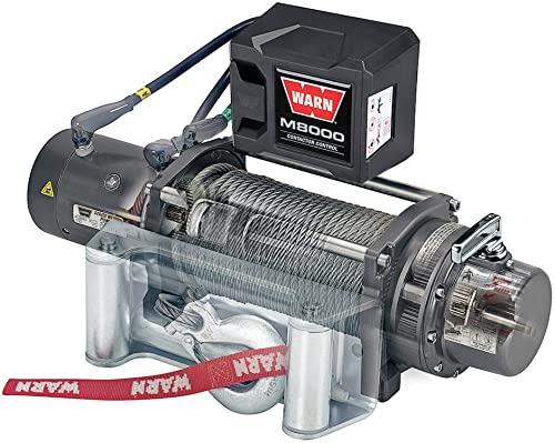 WARN 26502 M8000 Series Electric 12V Winch with Steel Cable Wire Rope: 5/16" Diameter x 100' Length, 4 Ton (8,000 lb) Pulling Capacity