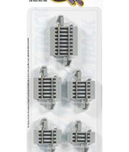 Bachmann Trains - Snap-Fit E-Z TRACK E-Z TRACK CONNECTOR ASSORTMENT - Contains 2 each .75", 1", 1.25", 1.5" and 2" straight (card) - NICKEL SILVER Rail With Gray Roadbed - HO Scale