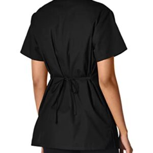 Workwear Women Scrubs Top Mock Wrap Tunic 4801, XL, Black