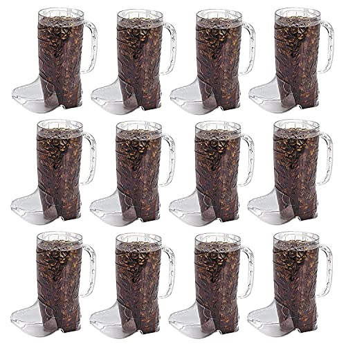 Fun Express Cowboy Boot Mugs - Bulk set of 12 Mugs, each holds 17 oz - Western Rodeo Party Supplies and Nashville Decorations