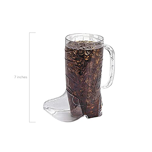 Fun Express Cowboy Boot Mugs - Bulk set of 12 Mugs, each holds 17 oz - Western Rodeo Party Supplies and Nashville Decorations