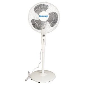 hurricane stand fan – 16 inch | supreme series |90 degree oscillation, 3 speed settings, adjustable height 41 inches to 55 inches – etl listed, white