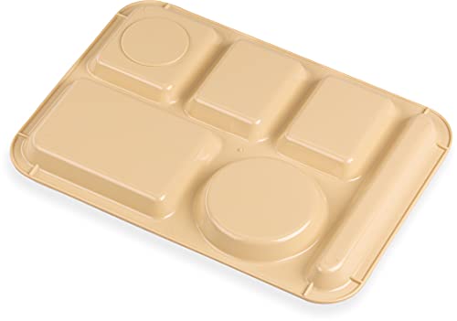 Carlisle 61425 ABS Left-Hand 6-Compartment Divided Tray, 14" X 10", Tan (Pack of 24)