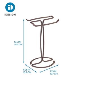 iDesign Axis Metal Hand Towel Holder for Master Bathroom, Vanities, Countertops, Kitchen, Holds 2 Finger Tip Towels, Bronze