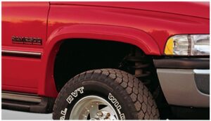 bushwacker extend-a-fender extended front fender flares | 2-piece set, black, smooth finish | 50009-11 | fits 1994-2001 dodge ram 1500; 1994-2002 ram 2500, 3500