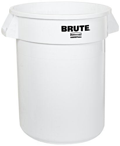 Rubbermaid FG264300 White 44 Gallon Brute LLDPE Heavy-Duty Round Container without Lid