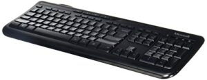 microsoft wired keyboard 600 (black). wired keyboard for gaming experience. usb connectivity. spill resistant design.