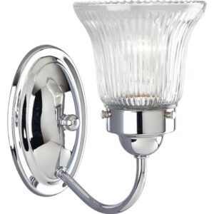 progress lighting p3287-15 economy fluted glass bath & vanity, 5-1/4-inch width x 9-inch height, chrome