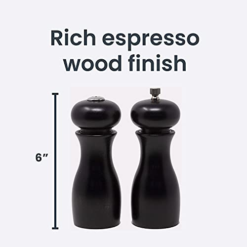 Olde Thompson 6 Caffe Wood Pepper Mill and Salt Shaker Set