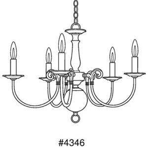 Progress Lighting P4346-10 5-Light Americana Chandelier with Delicate Arms and Decorative Center Column, Polished Brass