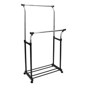 organize it all adjustable double rail rolling clothing and garment rack