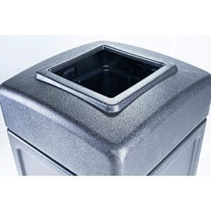 Commercial Zone 732101 Open-Top Indoor/Outdoor Square 42 Gallon Large Waste Trash Container Bin, Black