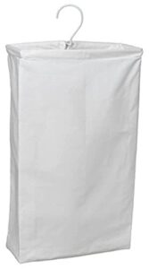 household essentials 148 hanging cotton canvas laundry hamper bag | white, 6″ x 16″ x 27″ (length x width x height)