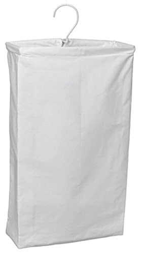 Household Essentials 148 Hanging Cotton Canvas Laundry Hamper Bag | White, 6" x 16" x 27" (Length x Width x Height)