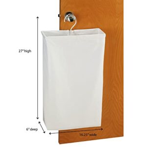 Household Essentials 148 Hanging Cotton Canvas Laundry Hamper Bag | White, 6" x 16" x 27" (Length x Width x Height)