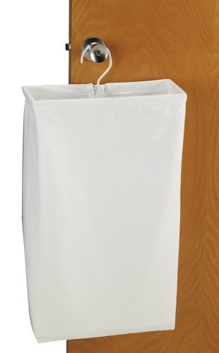 Household Essentials 148 Hanging Cotton Canvas Laundry Hamper Bag | White, 6" x 16" x 27" (Length x Width x Height)