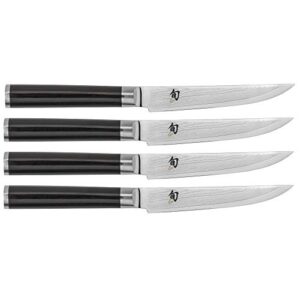 Shun Cutlery Classic Steak Knife Set - 4.75" Steak Knives, 4 Piece, Razor-Sharp Meat Slicing Knife, Keeps Juices in Steak and Preserves Flavor, Handcrafted Japanese Kitchen Knives