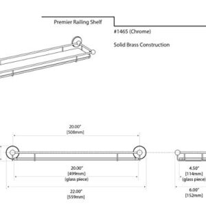 Gatco 1465 Premier Tempered Glass Shelf, Chrome