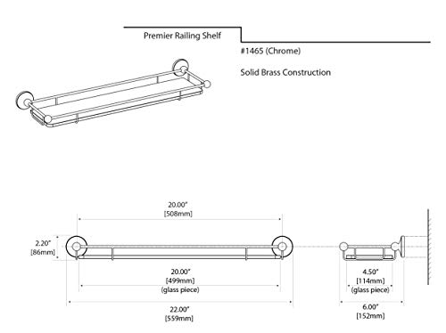 Gatco 1465 Premier Tempered Glass Shelf, Chrome