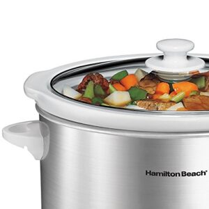 Hamilton Beach 4-Quart Slow Cooker with Dishwasher-Safe Stoneware Crock & Lid, Stainless Steel (33140V)