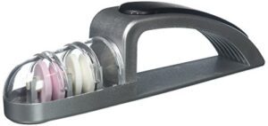 global minosharp 440/sb, 2 stage ceramic wheel knife sharpener, silver/black