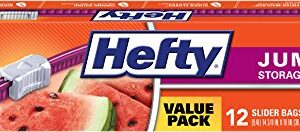 Hefty Slider Jumbo Storage Bags, 2.5 Gallon Size, 12 Count (Pack of 9), 108 Total